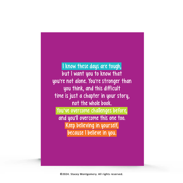 Tough Days Encouragement Card – Supportive Words | Stacey M Design